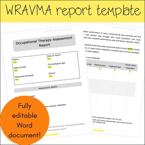 Wravma Wide Range Assessment Visual Ot Report Template Occupational