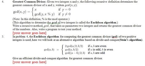 Solved Greatest Common Divisor Given Two Integers X And Chegg
