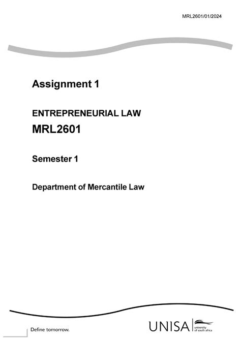 Mrl2601 2024 Semester 1 Assignment 01 Mrl260101 Assignment 1
