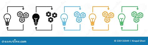 Implementation Icon Ideas Execution Line Design Vector Illustration