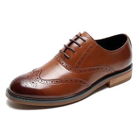 Qwedf High Quality Oxford Shoes Men Brogues Shoes Lace Up Bullock Business Dress Shoes Male