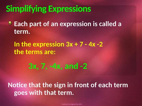 Lesson Simplifying Algebraic Expressionspptx