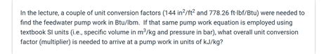 Solved In The Lecture A Couple Of Unit Conversion Factors