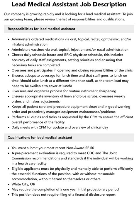 Medical Assistant Job Roles Registered Medical Assistant Job