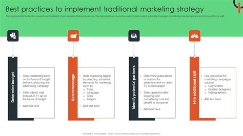 Best Practices To Implement Traditional Marketing Strategy Themes Pdf
