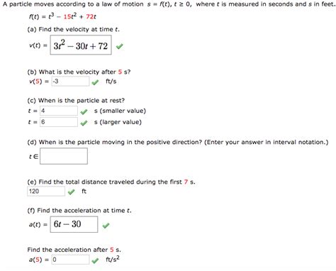Solved A Particle Moves According To A Law Of Motion S Chegg Com