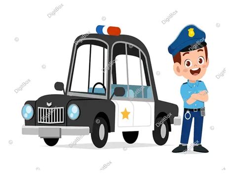 عکس کارتونی ماشین پلیس به همراه پلیس دیجیت باکس Digitbox