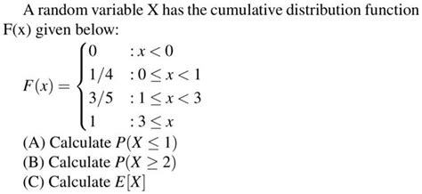 solved a random variable x has the cumulative distribution function f