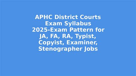 Aphc District Courts Exam Syllabus 2025 Exam Pattern For Ja Fa Ra