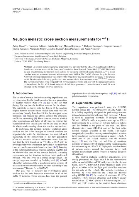 Pdf Neutron Inelastic Cross Section Measurements For Nat Ti