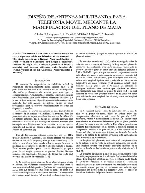 Diseño De Antenas Multibanda Para Pdf Antena Radio Telecomunicaciones