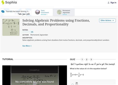 Sophia Solving Algebraic Problems Using Fractions And Decimals