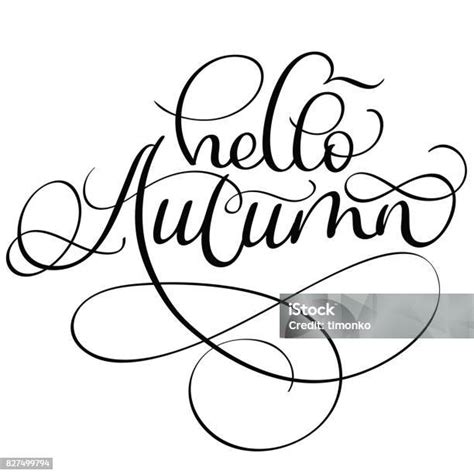 가 단어 흰색 바탕에 안녕하세요 손으로 그린 서 예 문자 벡터 일러스트 레이 션 Eps10 가을에 대한 스톡 벡터 아트 및 기타