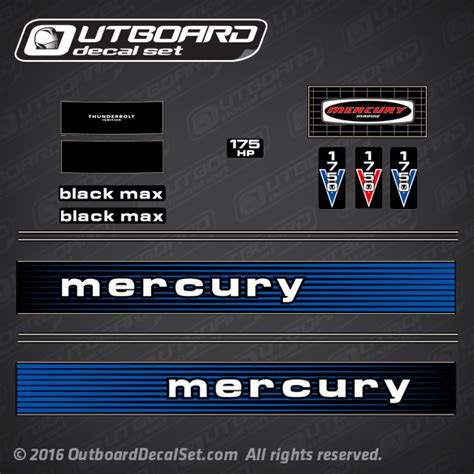 1978 Mercury 1750 V6 175 Hp Decal Set