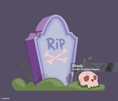 귀여운 할로윈 스티커입니다 묘지에 묘비 또는 무덤이 있는 라벨 또는 배지 과자 안 주면 장난칠 거예요 할로윈 축제를 위한 디자인 요소 플랫 만화 벡터 일러스트 레이 션 0