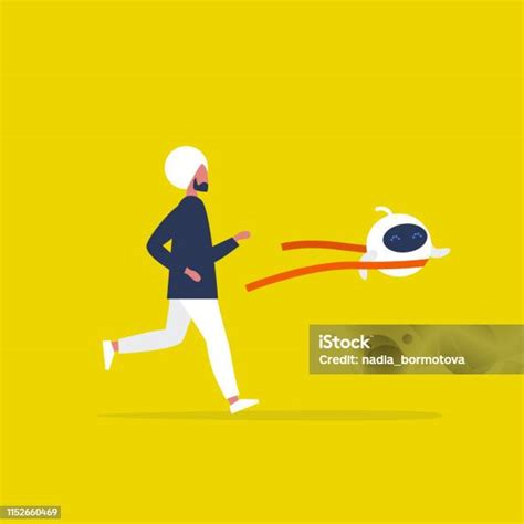 인간과 로봇 간의 경쟁 인공 지능 기술 개념 플랫 편집 가능한 벡터 일러스트 클립 아트 1위에 대한 스톡 벡터 아트 및 기타 이미지 Istock