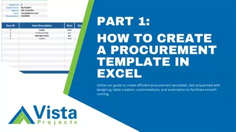 How To Create A Procurement Template In Excel