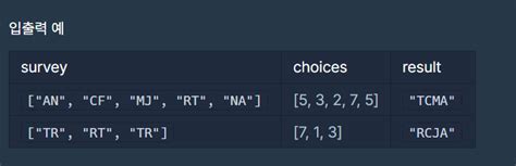 프로그래머스 성격 유형 검사하기 Python 풀이 간토끼 DataMining Lab