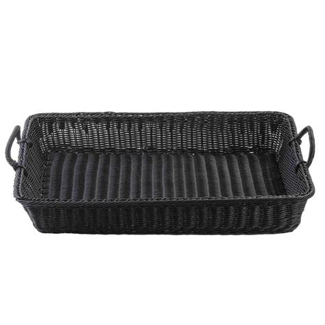 23 Rectangular Black Handwoven Basket With Handles