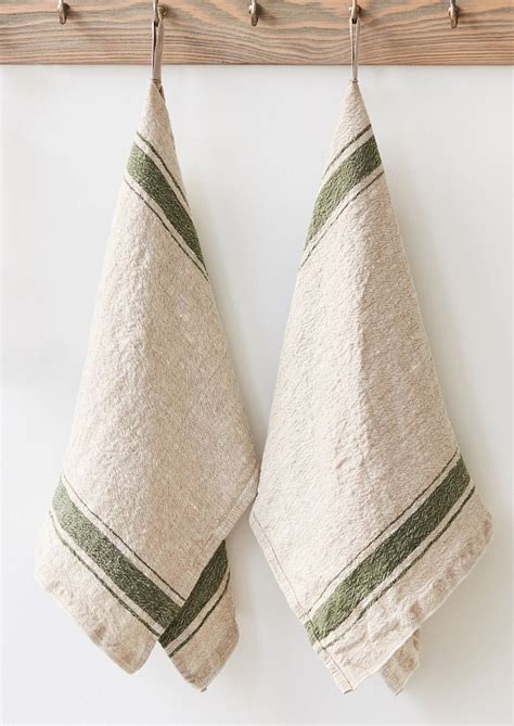 Striped Vintage Linen Tea Towel Linen Kitchen Towels Linen Tea Towel