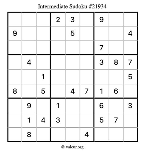 Intermediate Sudoku Puzzle 21934