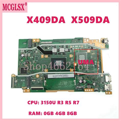 x409dl 3150u r3 r5 r7 cpu 0gb 4gb ram laptop motherboard for asus