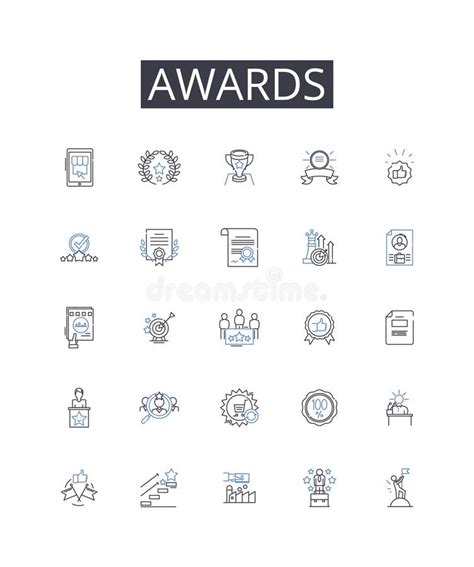 Colecci N De Iconos De L Nea De Premios Honores Premios Trofeos Recompensa Elogios Distinciones