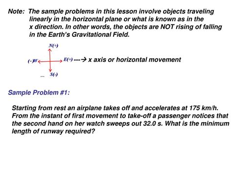 ppt review of kinematics equations for horizontal motion powerpoint