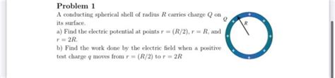 Solved Problem 1 A Conducting Spherical Shell Of Radius R