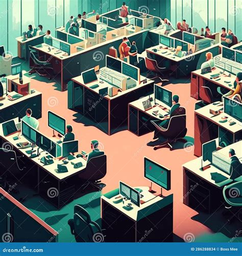 3d Illustration Of People Working In The Office 3d Rendering Generative Ai Stock Illustration