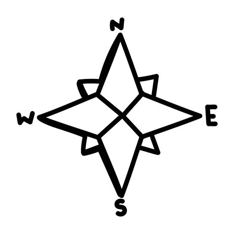 Directional Points Hand Drawn Icon Of Compass Rose 7545164 Vector Art