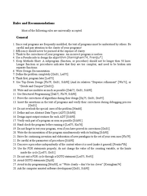 Rulesandrecommendations Pdf Subroutine Variable Computer Science