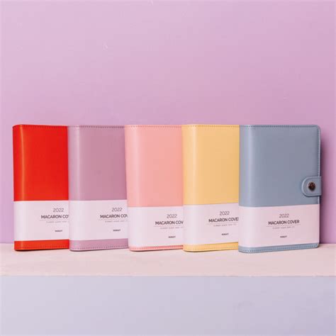미뉴잇 2022 마카롱 다이어리 커버 6공 가죽 만년형 바인더 위시버킷