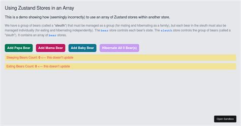 Using Zustand Stores In An Array Codesandbox