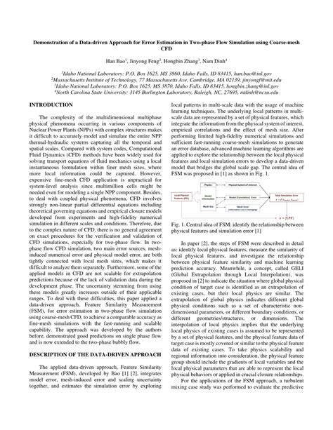 Pdf Demonstration Of A Data Driven Approach For Error Estimation In Two Phase Flow Simulation