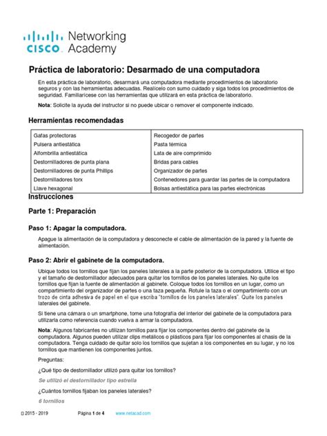 1 3 2 2 lab disassemble a computer pdf pdf tornillo ingeniería
