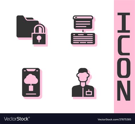 Set Analyst Engineer Folder And Lock Cloud Vector Image