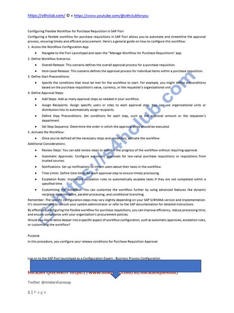 Configuring Flexible Workflow For Purchase Requisition In Sap Fiori Pdf Business Process