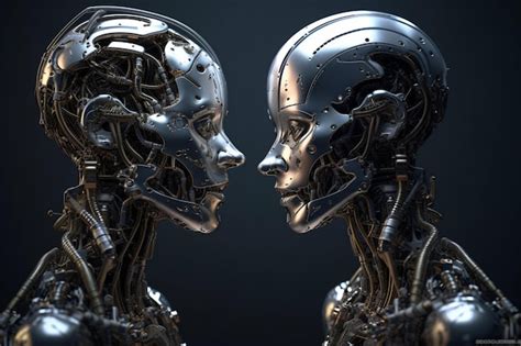 Premium Photo A 3d Rendering Of A Robot And A Woman