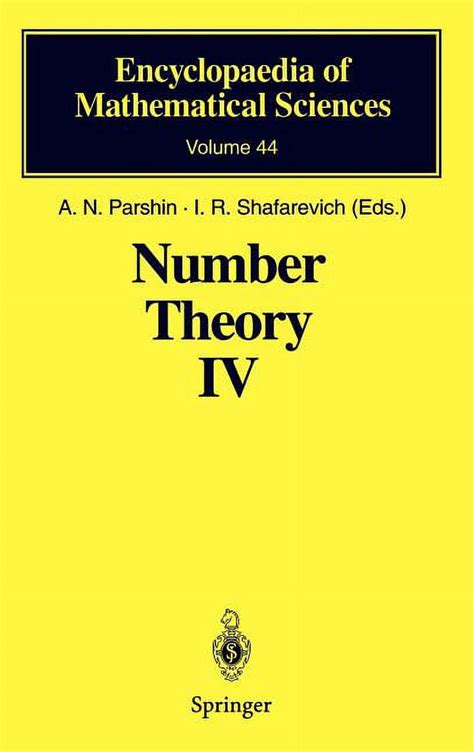 Encyclopaedia Of Mathematical Sciences Number Theory Iv