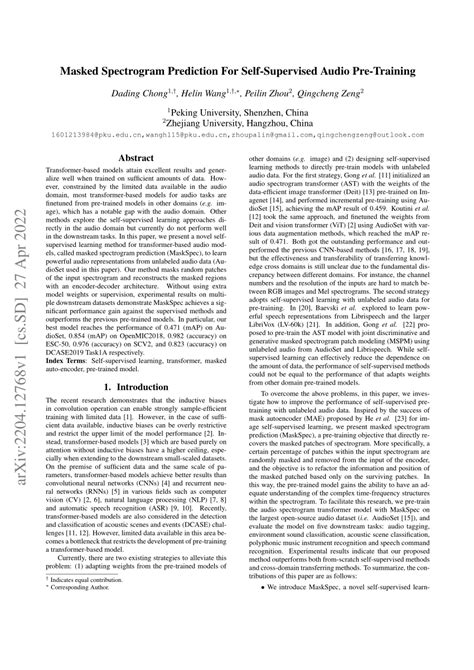 Pdf Masked Spectrogram Prediction For Self Supervised Audio Pre Training