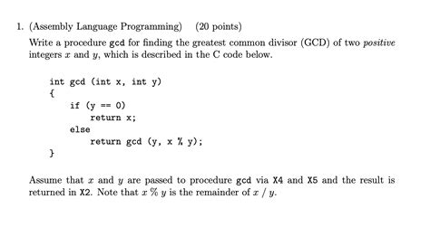 solved 1 assembly language programming 20 points write