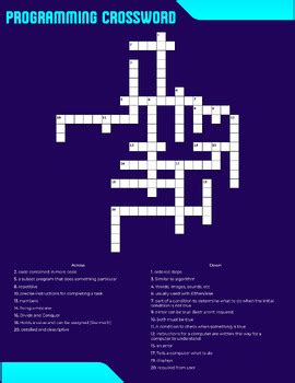 Programming Crossword Python By Vann Grann TPT
