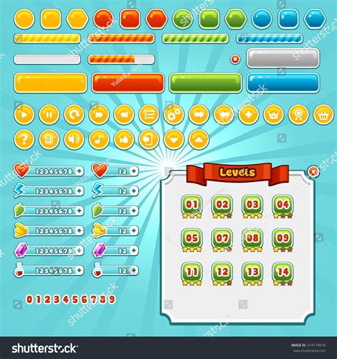 Game Interface Elements Set Various Buttons Stock Vector Royalty Free Shutterstock