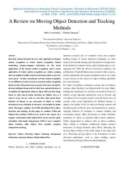 pdf a review on moving object detection and tracking methods
