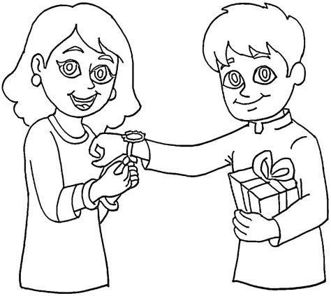 Rakhi Raksha Bandhan Colouring Pages Sketch Coloring Page