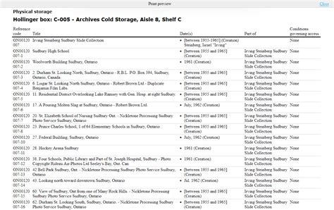 create physical storage location and box label reports documentation