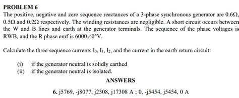 Solved Problem 6 The Positive Negative And Zero Sequence