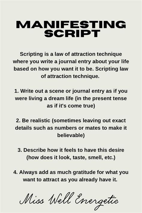Manifesting Script Manifestation Journal Energy Healing Spirituality
