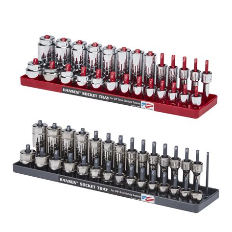 Dynamic Tools 3 Piece Metric Magnetic Socket Organizer Set Drive Size